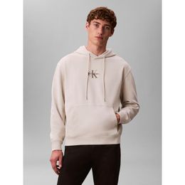 Calvin Klein Jeans Herren Sweatshirt &raquo;LS EU 350TERRY MICRO MONOLOGO HO&laquo;, Kapuze, regular fit grau L