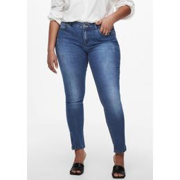 Only Carmakoma Damen Only CARMAKOMA Skinny-fit-Jeans &raquo;CARKARLA REG SK ANKLE ZIP JNS&laquo; mit Rei&szlig;verschluss am Beinabschluss blau 54, L&auml;nge 32