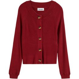 bonprix Damen bonprix Strickjacke l&auml;ssig geschnittene Passform, Ripp-Strickart, femininer Stil rot 48/50 (XL)
