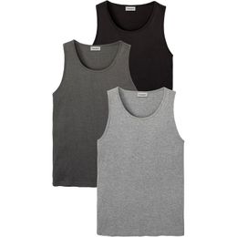 bonprix Herren bonprix Tanktop Packung, 3 Stk. Regular Fit, Rundhalsausschnitt grau 60/62 (XXL)