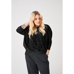 Only Carmakoma Damen Only CARMAKOMA Oversize-Shirt &raquo;CARSILVERY GLAMOUR LUREX 3/4 TOP NOOS&laquo; schwarz M