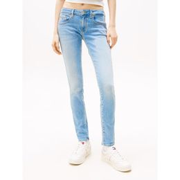 Tommy Jeans Damen Skinny-fit-Jeans &raquo;SOPHIE LW SKN&laquo; mit Logo-Badge, in Kn&ouml;chell&auml;nge blau 34, L&auml;nge 28