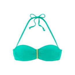 Venice Beach Damen B&uuml;gel-Bandeau-Bikini-Top &raquo;Anna&laquo; mit geflochtenen Details gr&uuml;n 34, Cup C