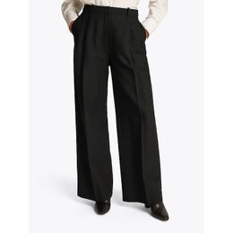 Tommy Hilfiger Damen Webhose &raquo;LINEN MIX RLXD STRAIGHT PANTS&laquo; mit Falten,k&uuml;hlendes Premium Leinen schwarz 36, N-Gr