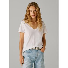Pepe Jeans Damen T-Shirt &raquo;MEGAN V-NECK&laquo; im Materialmix mit Leinen XL