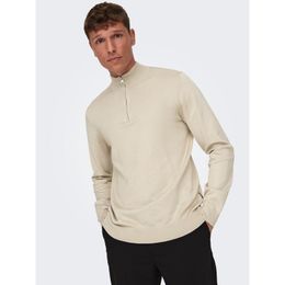 Only & Sons Only & Sons Herren ONLY & SONS Strickpullover &raquo;ONSWYLER LIFE REG 14 HALF ZIP KNIT NOOS&laquo; beige S