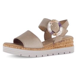 Gabor Damen Keilsandalette &raquo;GENUA&laquo; , Sommerschuh, Riemchensandale, Komfortschuh in Weite G (=weit) beige 42