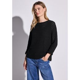 Street One Damen Street One Strickpullover mit U-Boot-Ausschnitt schwarz 38