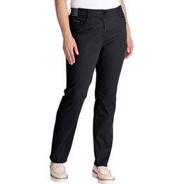 sheego Damen 5-Pocket-Hose mit gestreiften Dehnbund-Eins&auml;tzen schwarz Gr&ouml;&szlig;e 56