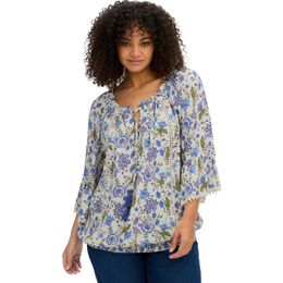 sheego by Joe Browns Damen Tunika im Boho-Look champagner-royalblau-gemustert Gr&ouml;&szlig;e 40
