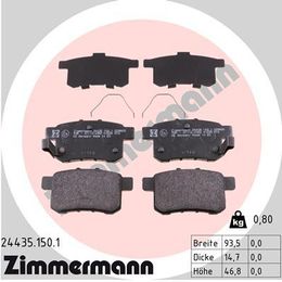 Zimmermann Bremsbelagsatz, Scheibenbremse 24435.150.1 hinten rechts links mit Feder f&uuml;r HONDA (GAC) (DONGFENG) 43022-TA0-A42 43022-TA0-A41 43022-TA0-A