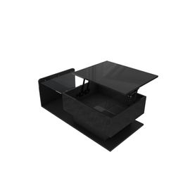 ABRIHOME Couchtisch Beistelltisch mit Glas und LED, Schwarz | Gr.: onesize