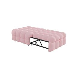 ABRIHOME Polsterbett in Rosa mit ausziehbarer Schlaffunktion und Teddy-Stoff | Gr.: onesize