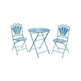 Beliani 3-tlg Bistro Set PAVIA in Blau | Gr.: onesize