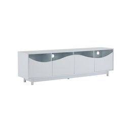 ABRIHOME TV Schrank in Wei&szlig; Hochglanz mit Glast&uuml;r und LED Beleuchtung 175x38x51 cm | Gr.: onesize