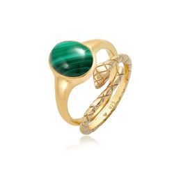 Elli Ring 925 Sterling Silber Schlange, Ring Set in Gold | Gr.: 52
