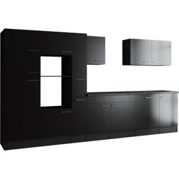 K&uuml;chenzeile respekta "Oliver", k&uuml;che: schwarz, front: schwarz, korpus: grau matt, arbeitsplatte: granit optik, B:370cm H:205cm T:60cm, Komplettk&uuml;chen-Sets, K&uuml;chenzeile, Breite 370 cm, 90 cm Arbeitsh&ouml;he, in exklusiver Konfiguration f&uuml;r OTTO