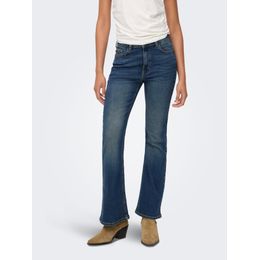 Jacqueline de Yong 5-Pocket-Jeans JDY "JDYKATHY HW FLARED JEANS DNM NOOS", Damen, Gr. XL (42), L&auml;nge 32, blau (dunkelblau denim), Denim/Jeans, Obermaterial: 98% Baumwolle, 2% Elasthan, unifarben, bootcut fit normal, Jeans 5-Pocket-Jeans, mit ausgestelltem Bein im Flared Look