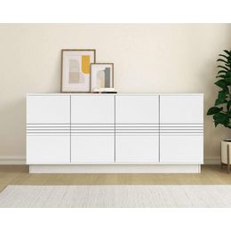 Sideboard OTTO HOME "Angers", wei&szlig;, B:180cm H:80cm T:38cm, MDF, Spanplatte, Sideboards, Sideboard, Kommode, Push-to-open, 4 T&uuml;ren, Breite 180 cm