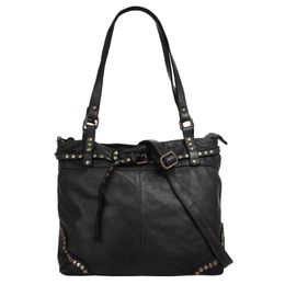 Shopper Samantha Look, Damen, Gr. B/H/T: 33cm x 26cm x 12cm onesize, schwarz, Leder, unifarben, Taschen Shopper, echt Leder, Made in Italy