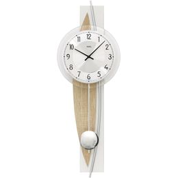 Pendelwanduhr AMS "W7455", silber (silberfarben, sonomafarben), Wanduhren, B/H/L: 23cm x 8cm x 67cm, Quarzuhr, Holz-/Aluminiumgeh&auml;use,Esszimmer,Wohnzimmer,Made in Germany
