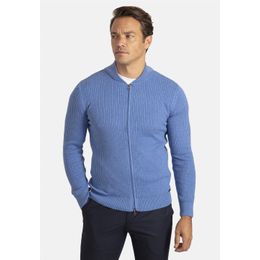 Strickjacke SIR RAYMOND TAILOR "Milan", Herren, Gr. XL, blau, 100% Baumwolle, unifarben, normal, hoch geschlossener Ausschnitt, Strickjacken Strickjacke, mit hochwertigem Rei&szlig;verschluss