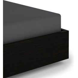 Spannbettlaken HECKETT & LANE "Elementi", grau (classic, anthrazit), B:90cm L:220cm, Mako-Satin, Obermaterial: 100% Baumwolle, Bettlaken, Spannbettlaken, Laken aus 100% Baumwolle, hochwertiges Mako-Satin, Betttuch ab 90x200
