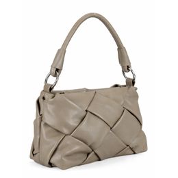 Schultertasche "Giorgia", Damen, Gr. B/H/T: 25cm x 15cm x 10cm onesize, grau (taupe), Polyurethan (PU), Collezione Alessandro, Taschen Schultertasche, Elegante Flechttasche mit Trageriemen