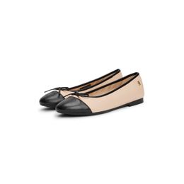 Ballerina Tommy Hilfiger "TOE CAP LEATHER BALLERINA", Damen, Gr. 40, schwarz (zartrose, schwarz), Leder, unifarben mit Farbeinsatz, Schuhe Ballerina, Businesschuh, Schlupfschuh in schmaler Form