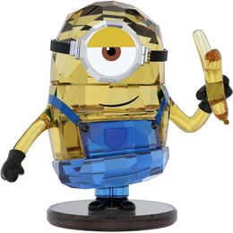 Comicfigur Swarovski "Dekofigur Kristallfigur Sammelfigur Minions Stuart", gelb, blau, schwarz, braun, kristallwei&szlig;, wei&szlig;, silberfarben, Dekofiguren, B/H/T: 3,5cm x 5,3cm x 5,14cm, Leder, Metall, Swarovski Kristall, Swarovski Kristall, B:3,5cm H:5,3cm T:5,14cm