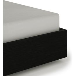Spannbettlaken HECKETT & LANE "Elementi", grau (cloud, grau), B:90cm L:200cm, Mako-Satin, Obermaterial: 100% Baumwolle, Bettlaken, Spannbettlaken, Laken aus 100% Baumwolle, hochwertiges Mako-Satin, Betttuch ab 90x200