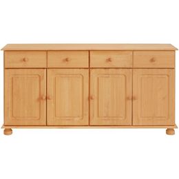 Sideboard OTTO HOME "Mette", beige (natur gebeizt, gewachst), B:156cm H:77cm T:34cm, MDF, Massivholz, Sideboards, Sideboard, Kommode aus massivem Kiefernholz, Breite 156 cm