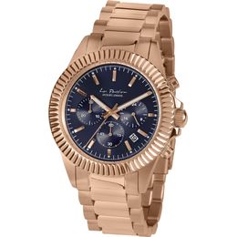 Chronograph Jacques Lemans "La Passion", gold (ros&eacute;goldfarben, dunkelblau), Armbanduhren, Damen, Chronograph, Quarzuhr,Armbanduhr,Damenuhr,Herrenuhr,Edelstahlarmband,Stoppfunktion