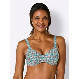 B&uuml;gel-Bikini-Top feel good, Damen, Gr. 44, Cup D, t&uuml;rkis, violett, bedruckt, Elasthan, Polyamid, Bikini-Oberteile