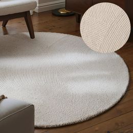 Wollteppich Hanse Home "Eleni", beige (natur wei&szlig;), H:18mm &Oslash;:150cm, Wolle, Teppiche, Handgetuftet, Wolle, Natur, Wohnzimmer, Schlafzimmer, Skandi, Hygge