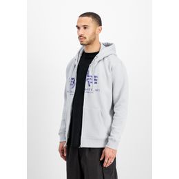 Hoodie Alpha Industries "Basic Zip Hoodie PP Camo", Herren, Gr. L, grau (pastel grau), Obermaterial: 80% Baumwolle, 20% Polyester, regular fit, Sweatshirts Hoodie