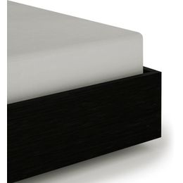 Spannbettlaken HECKETT & LANE "Elementi", grau (cloud, grau), B:90cm L:220cm, Mako-Satin, Obermaterial: 100% Baumwolle, Bettlaken, Spannbettlaken, Laken aus 100% Baumwolle, hochwertiges Mako-Satin, Betttuch ab 90x200