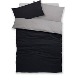 Bettw&auml;sche OTTO HOME "Desner2", grau (schwarz, hellgrau), B/L: 135cm x 200cm, 1 Stk., 1 Stk., Microfaser, B/L: 40cm x 80cm, 2, Microfaser, Obermaterial: 100% Polyester, Bettw&auml;sche, Bettw&auml;sche, Premium Qualit&auml;t, sehr weich, uni, ab 135x200 cm