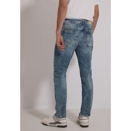 Slim-fit-Jeans Street One MEN, Herren, Gr. 38, L&auml;nge 30, soft gr&uuml;ncast random wash, Jeans, 88% Baumwolle, 10% Polyester, 2% Elasthan, unifarben, lang, Jeans Slim-fit-Jeans, Middle Waist