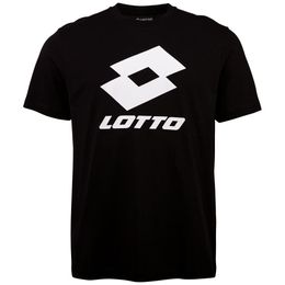 T-Shirt Lotto, Herren, Gr. L (52/54), schwarz (caviar), 100% Baumwolle, unifarben, normal, Rundhals, gerader Abschluss, Shirts T-Shirt, - mit plakativem Logoprint