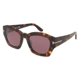 Tom Ford FT1083 GUILLIANA | Unisex-Sonnenbrille | Fassung: Vollrand, Quadratisch, Acetat, Havanna Dunkel | Glasfarbe: Rot Verlaufend
