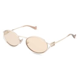 Miu Miu MU 52YS | Damen-Sonnenbrille | Fassung: Vollrand, Oval, Metall, Silber | Glasfarbe: Braun Spiegel Silber