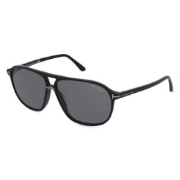 Tom Ford FT1026-N BRUCE | Unisex-Sonnenbrille | Fassung: Vollrand, Pilot, Acetat, Schwarz Gl&auml;nzend | Glasfarbe: Grau