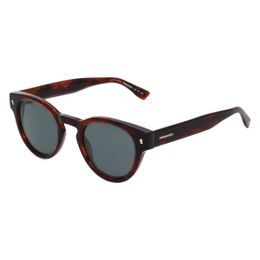 Dsquared2 D2 0077/S | Herren-Sonnenbrille | Fassung: Vollrand, Rund, Acetat, Havanna Dunkel | Glasfarbe: Grau