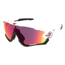 Oakley OO9290 JAWBREAKER | Herren-Sonnenbrille | Fassung: Vollrand, Oval, Kunststoff, Wei&szlig; Gl&auml;nzend | Glasfarbe: Rot Spiegel Orange