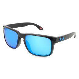 Oakley OO9102 HOLBROOK | Herren-Sonnenbrille | Fassung: Vollrand, Quadratisch, Kunststoff, Schwarz Gl&auml;nzend | Glasfarbe: Blau Verlaufend
