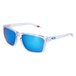 Oakley OO9448 SYLAS | Herren-Sonnenbrille | Fassung: Vollrand, Eckig, Kunststoff, Wei&szlig; Transparent | Glasfarbe: Blau