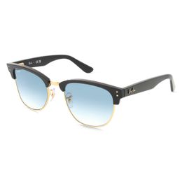 Ray-Ban 0RBR0504S CLUBMASTER REVERSE | Unisex-Sonnenbrille | Fassung: Vollrand, Quadratisch, Kunststoff, Schwarz Gold | Glasfarbe: Blau Verlaufend