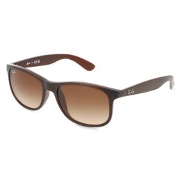 Ray-Ban RB4202 ANDY | Herren-Sonnenbrille | Fassung: Vollrand, Quadratisch, Kunststoff, Braun Matt | Glasfarbe: Braun Verlaufend