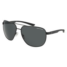 Emporio Armani Armani Exchange AX2047S | Herren-Sonnenbrille | Fassung: Vollrand, Rund, Metall, Schwarz Matt | Glasfarbe: Grau